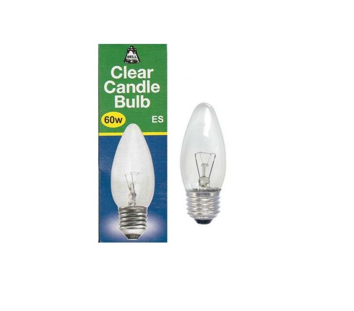 Bell 60w 240v Edison Screw ES/E27 Clear Candle Lamp – MemsDIY